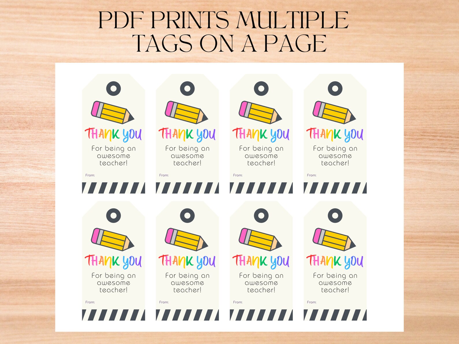 Teacher Appreciation Tags, Teacher Thank You Gift Tag, Thank You ...