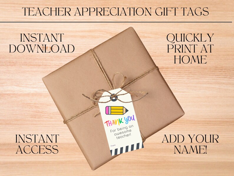 Teacher Appreciation Tags, Teacher Thank You Gift Tag, Thank You ...