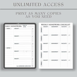 Daily & Weekly Homework Checklist: Fillable Student Planner (digital ...