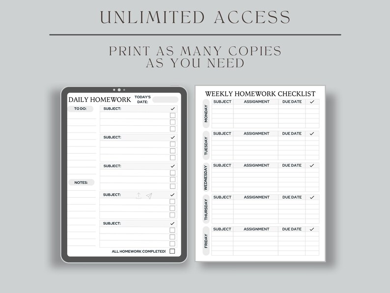 Daily & Weekly Homework Checklist: Fillable Student Planner (digital ...