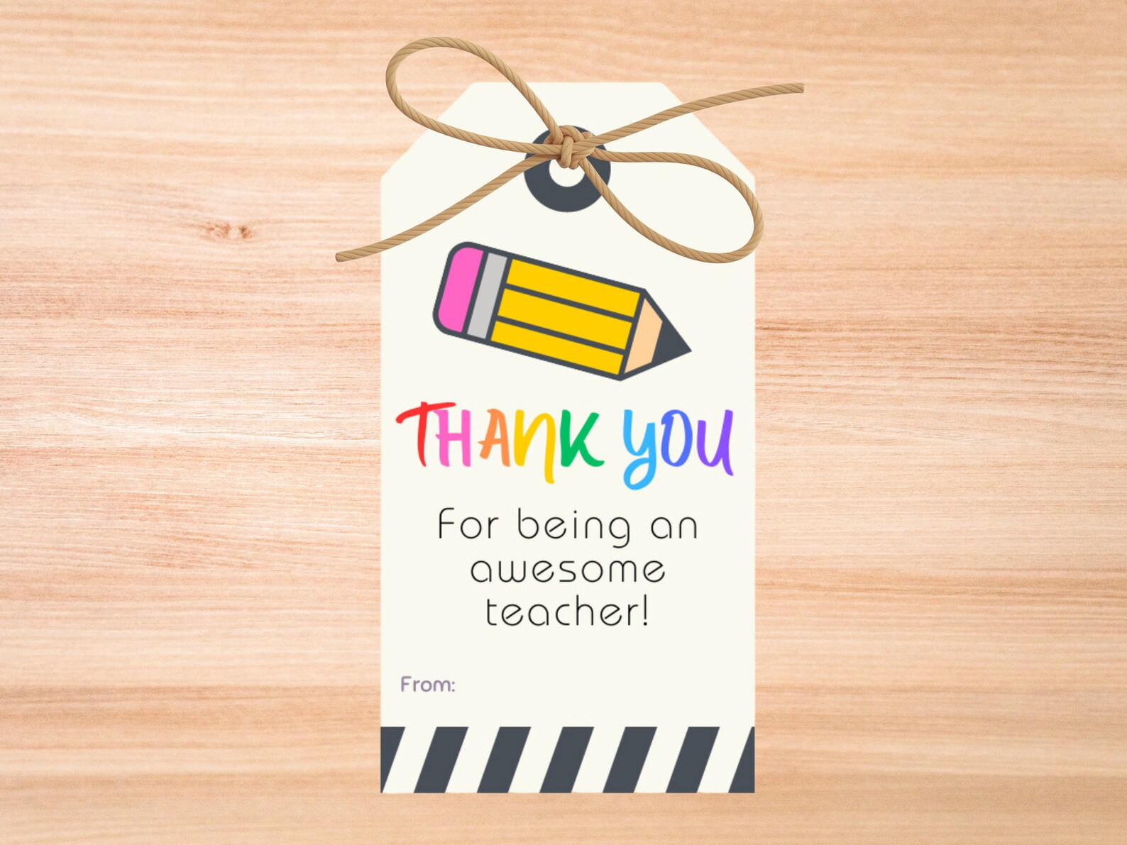 Teacher Appreciation Tags, Teacher Thank You Gift Tag, Thank You ...