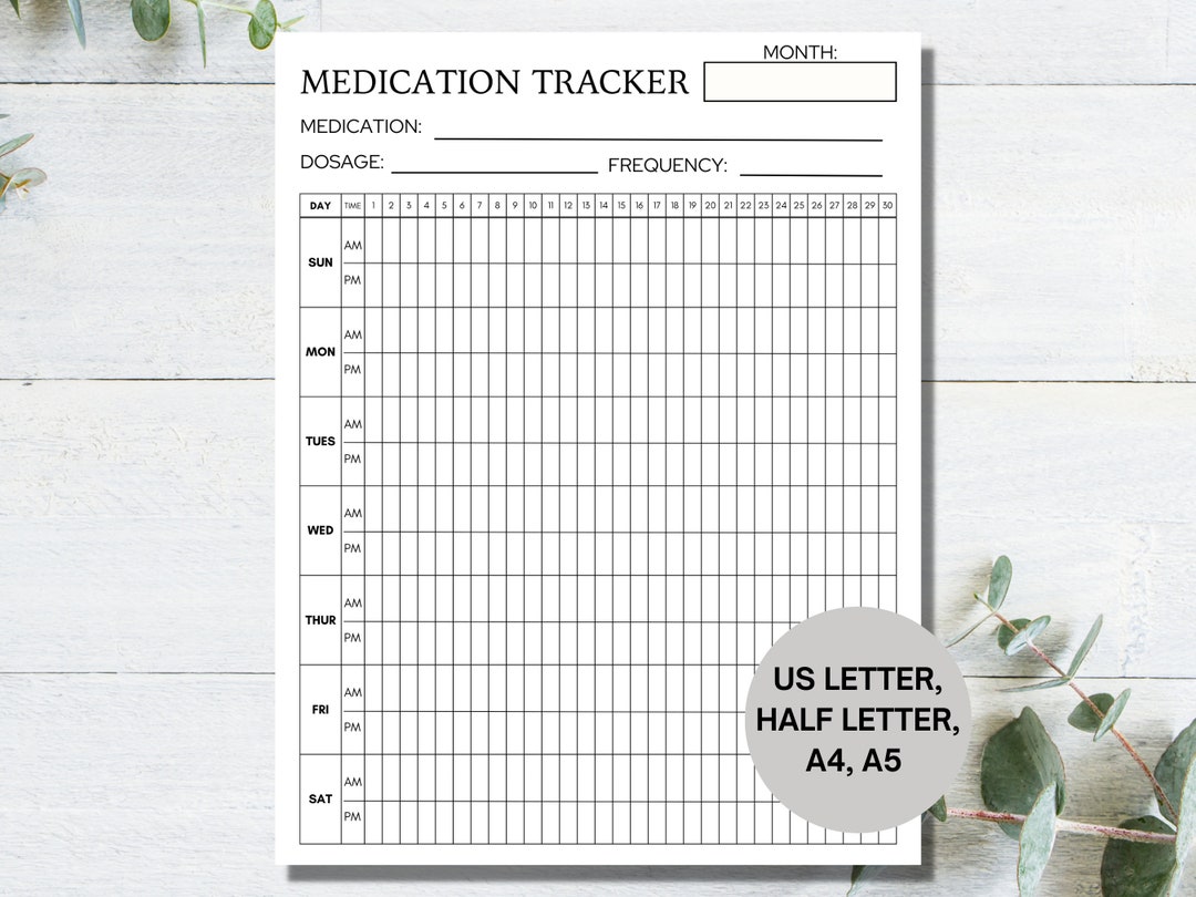 Medication Tracker Medication Checklist Medicine Log - Etsy