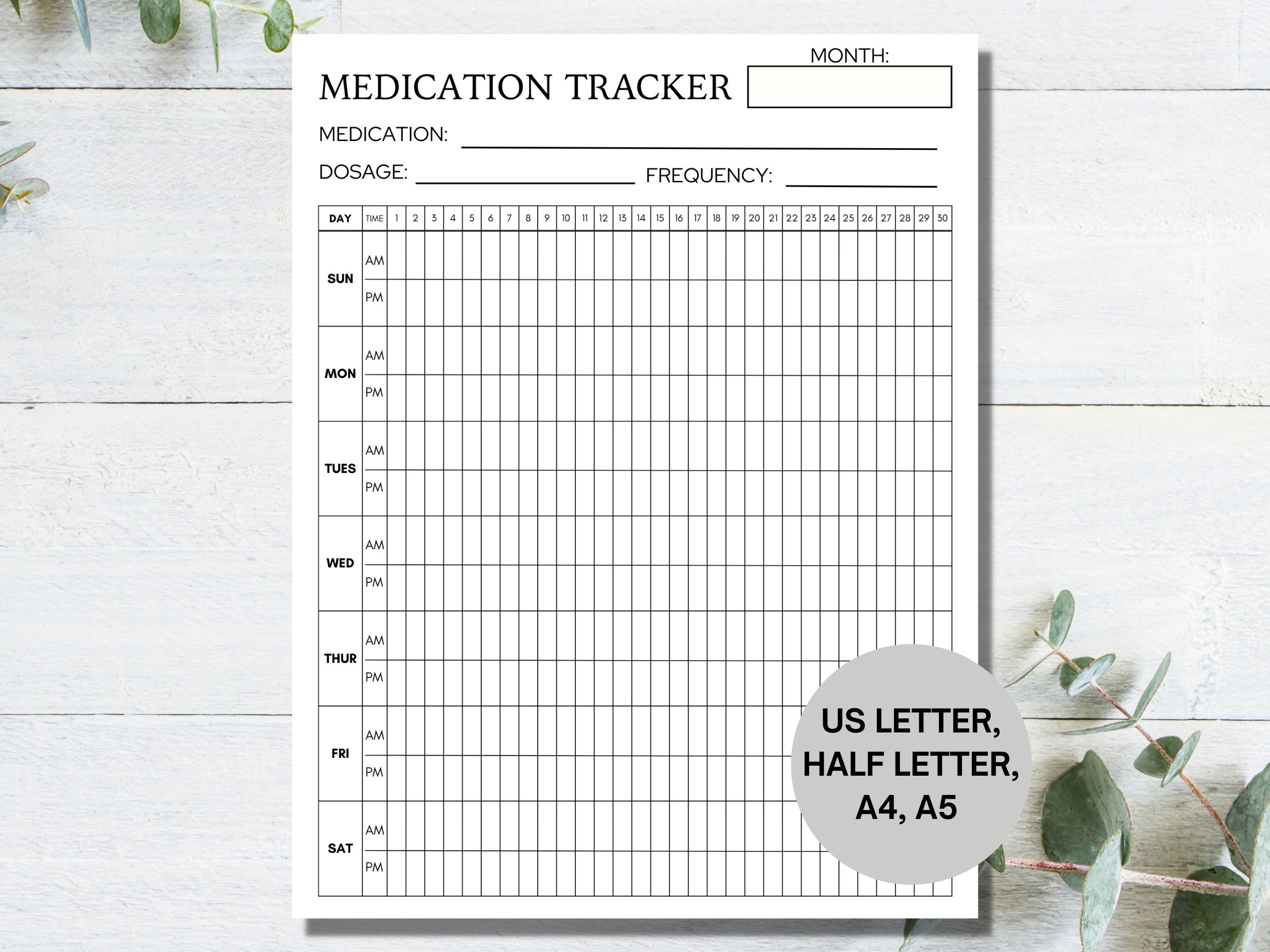 Medikamente Tracker, Checkliste Medikamente, Medizin Log, Printable ...