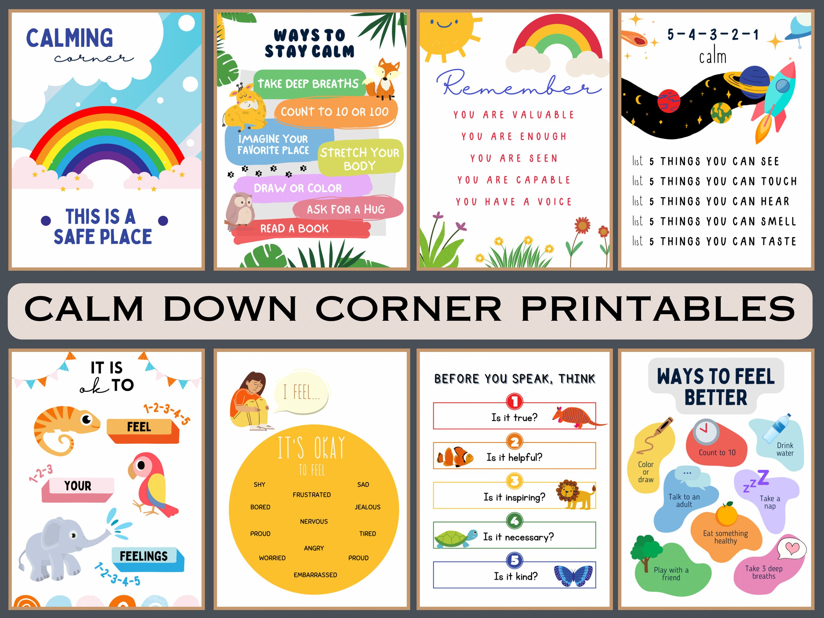 Calm Down Corner Poster Printables, Calming Corner, Emotional ...