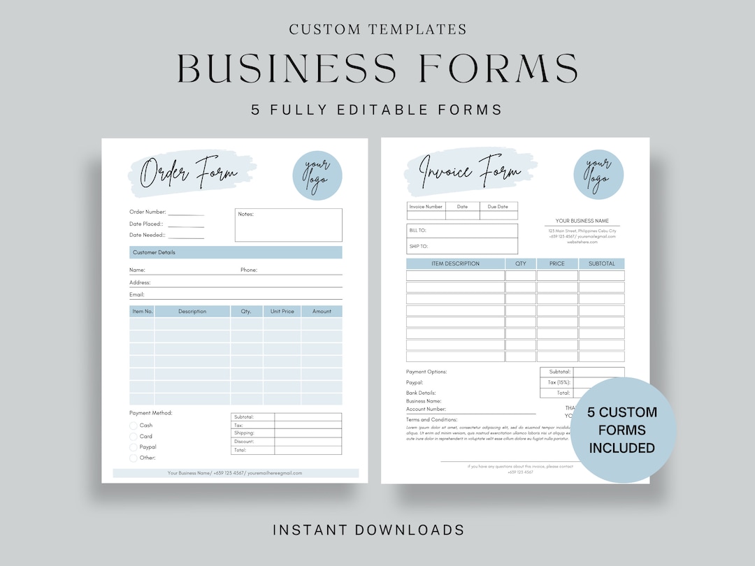 Custom Business Form Templates: Order, Invoice, Receipt (editable Canva ...