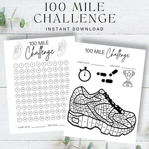 100 Mile Challenge Tracker: Printable Running/walking Log (instant ...