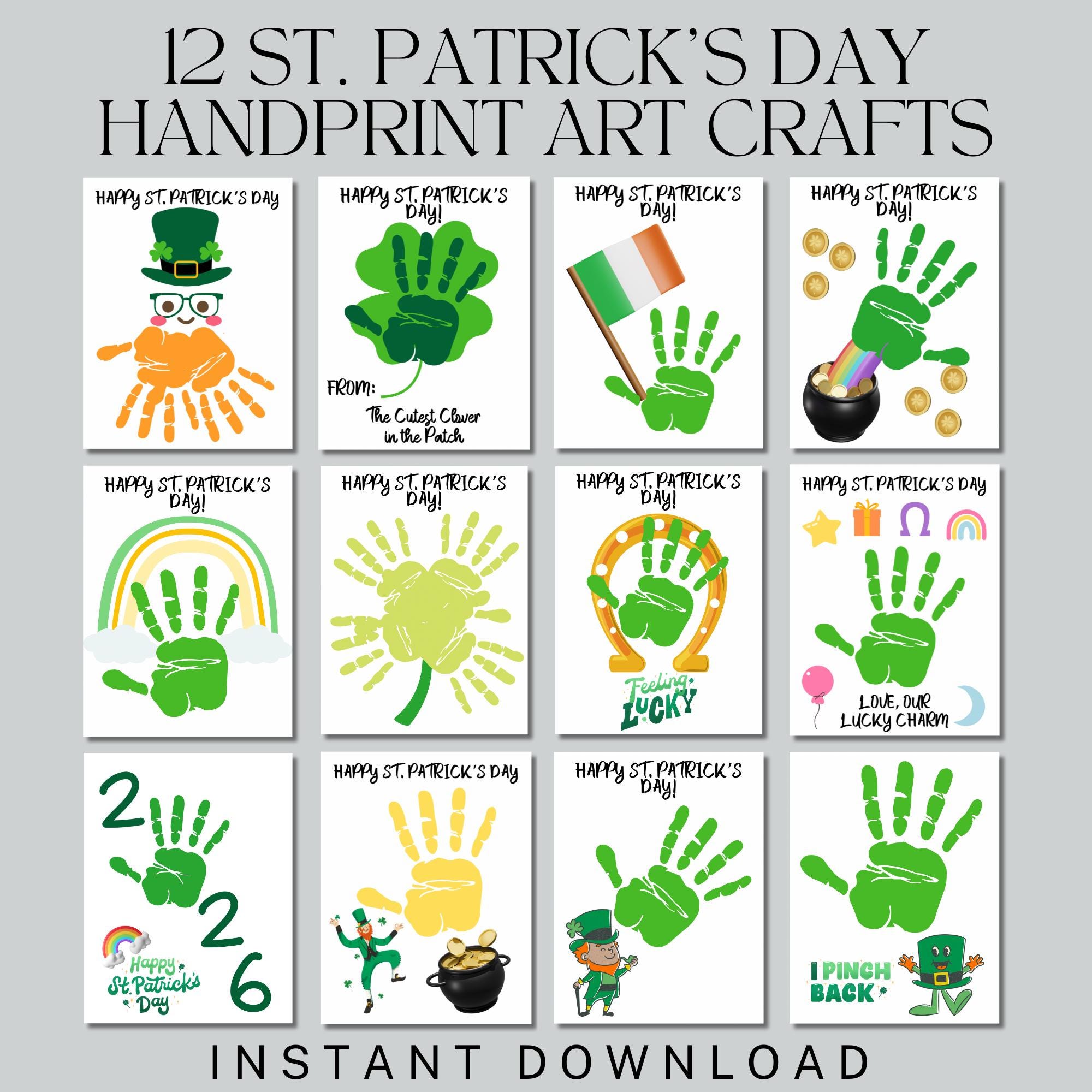 St. Patrick's Day Handprint Art Crafts: Kids Activity (PDF Digital ...