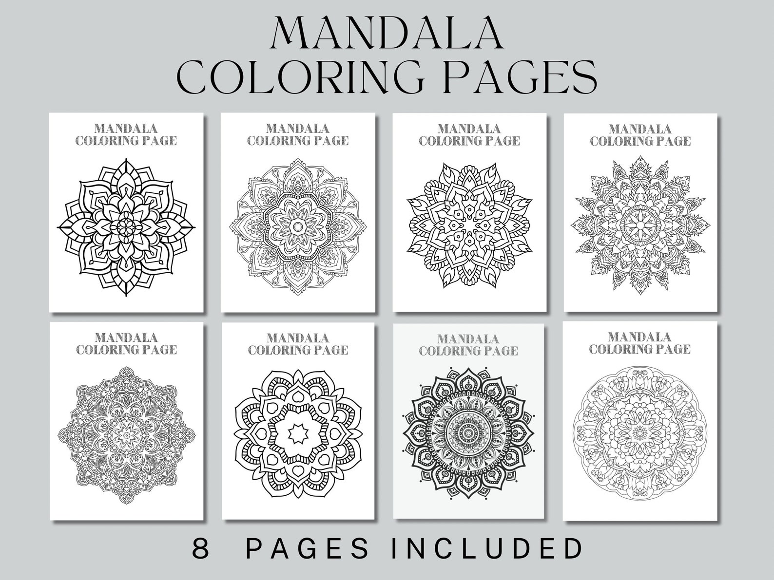 Mandala Printable Coloring Sheets, Set of 8 Designs, Mandala Coloring ...