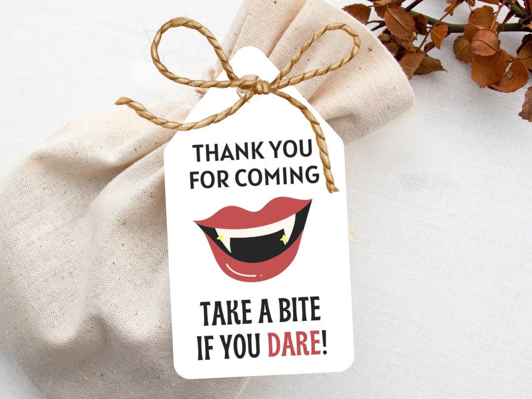 Halloween Gift Tags, Vampire, Halloween Favor Tags, Take a Bite If You ...