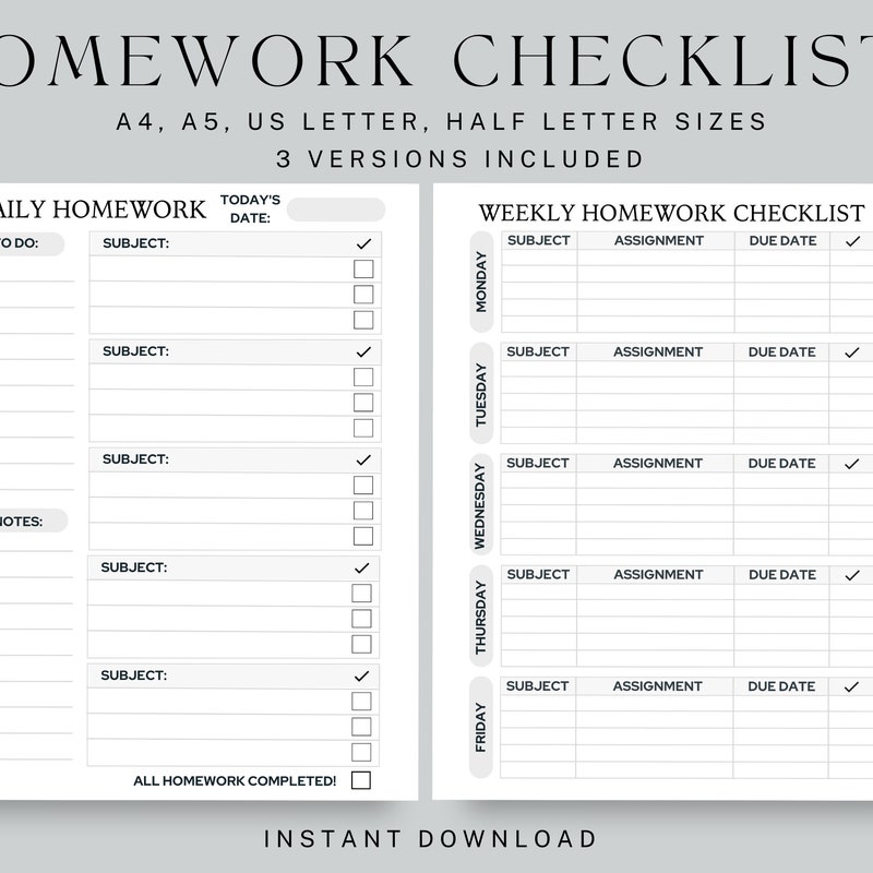 Homework Planner - Etsy