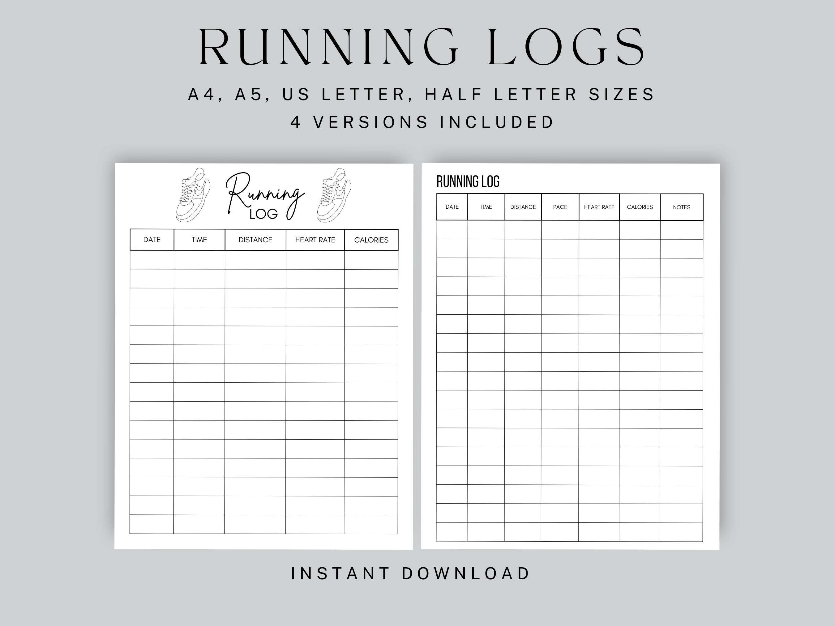 Running Logs, Running Trackers, 100 Mile Tracker, Printable Walking ...