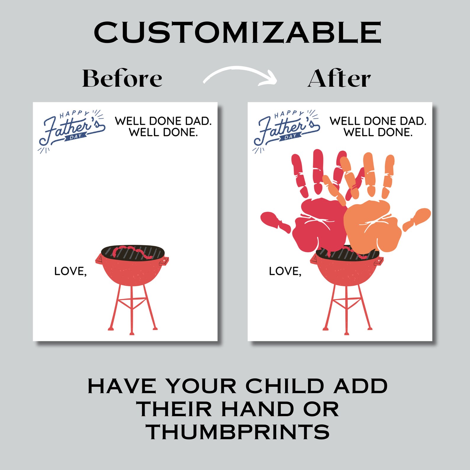 Fathers Day Handprint Craft | Dad Birthday Gift | DIY Gift for Dad ...