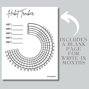 Semi Circle Daily Habit Tracker, Tracker Printable, Daily Goal Tracker ...