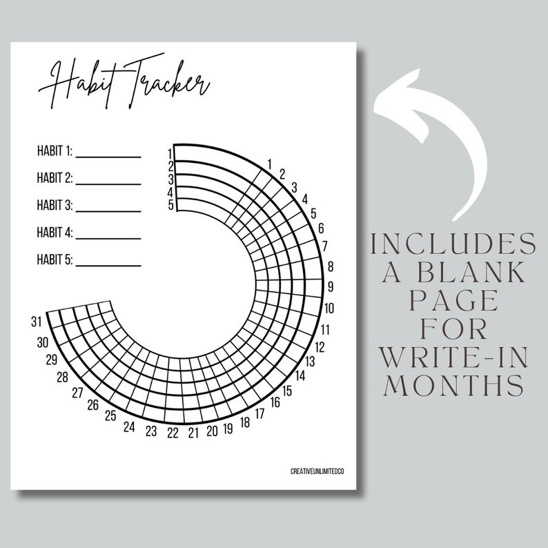 Semi Circle Daily Habit Tracker, Tracker Printable, Daily Goal Tracker ...