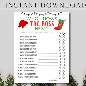 Christmas Who Knows the Boss Best Game, Office Who Knows the Boss Best ...