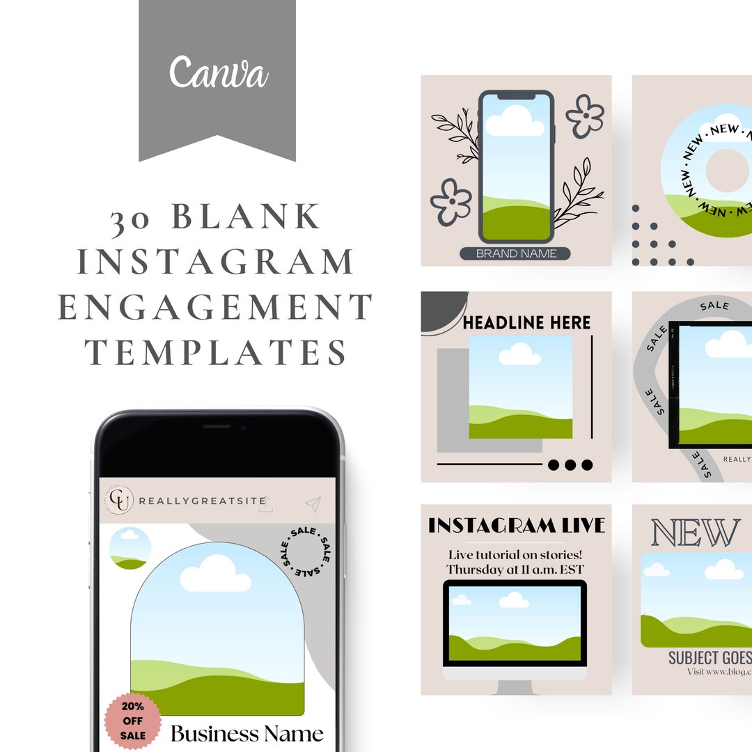 30 Blank Instagram Engagement Templates: Modern Canva Designs (digital ...