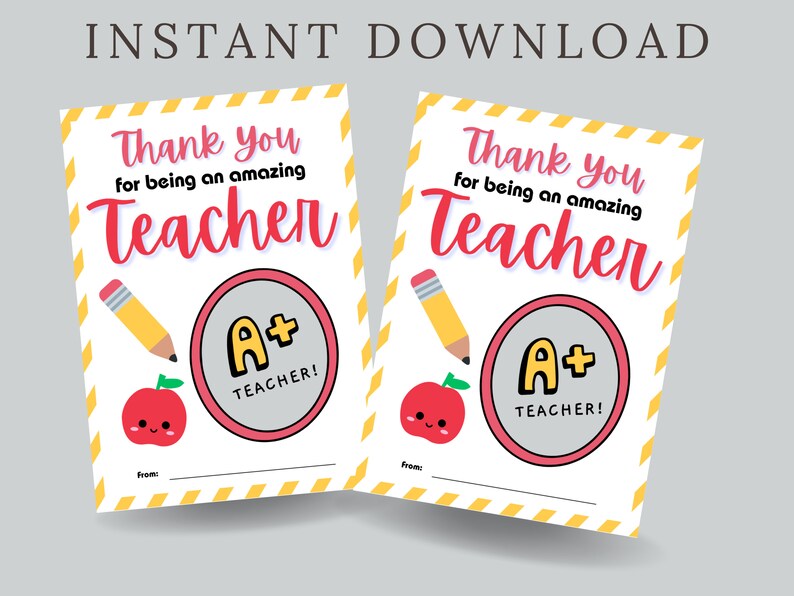 Teacher Appreciation Gift Card Holder: Printable Thank You Card (PDF ...