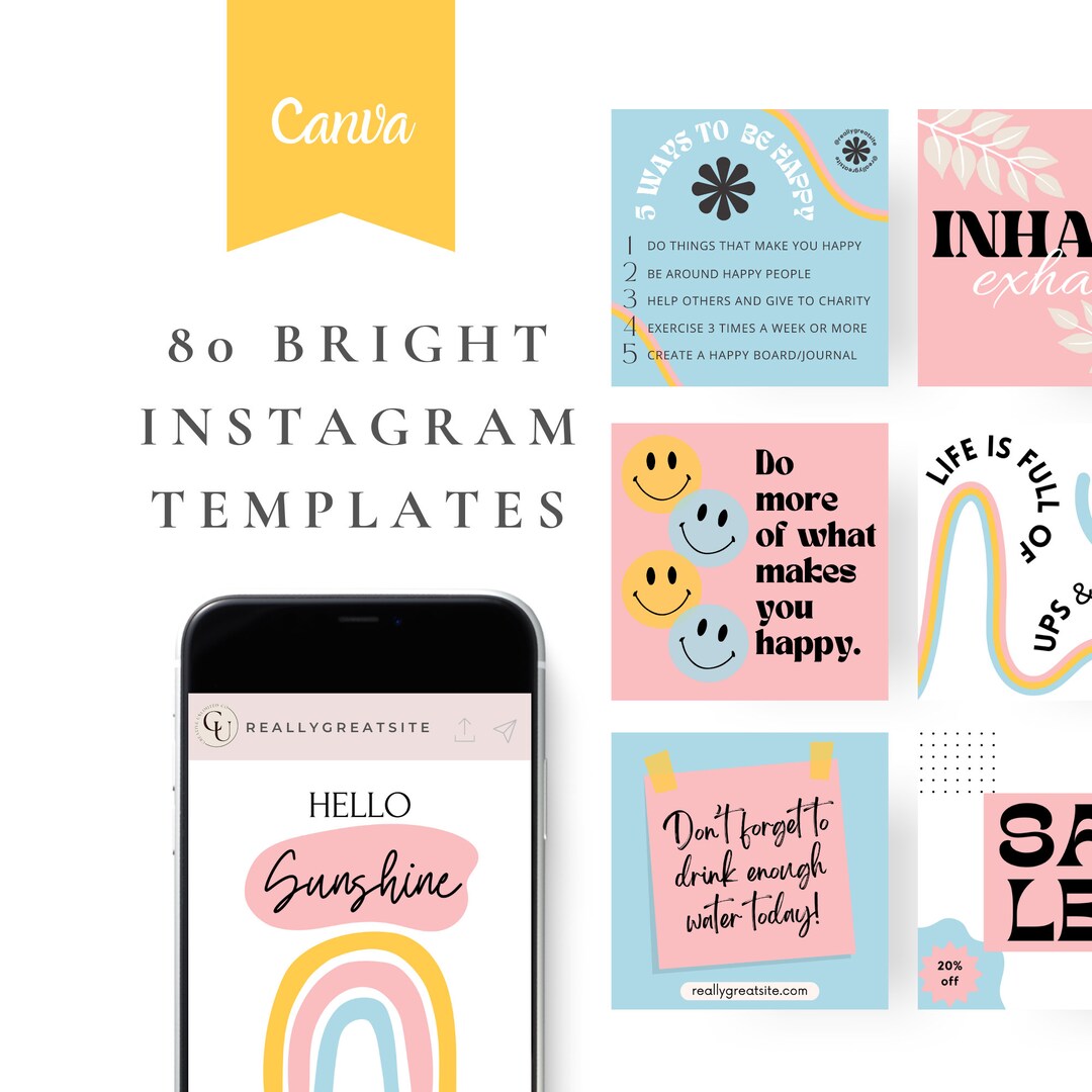 80 Bright Social Media Templates, Small Business Instagram Templates ...