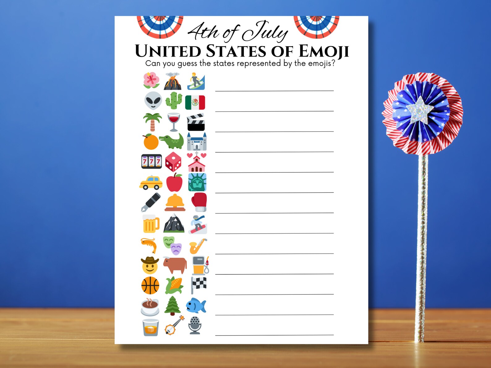 4th of July Emoji Pictionary, Printable Fourth of July Party Game, July ...