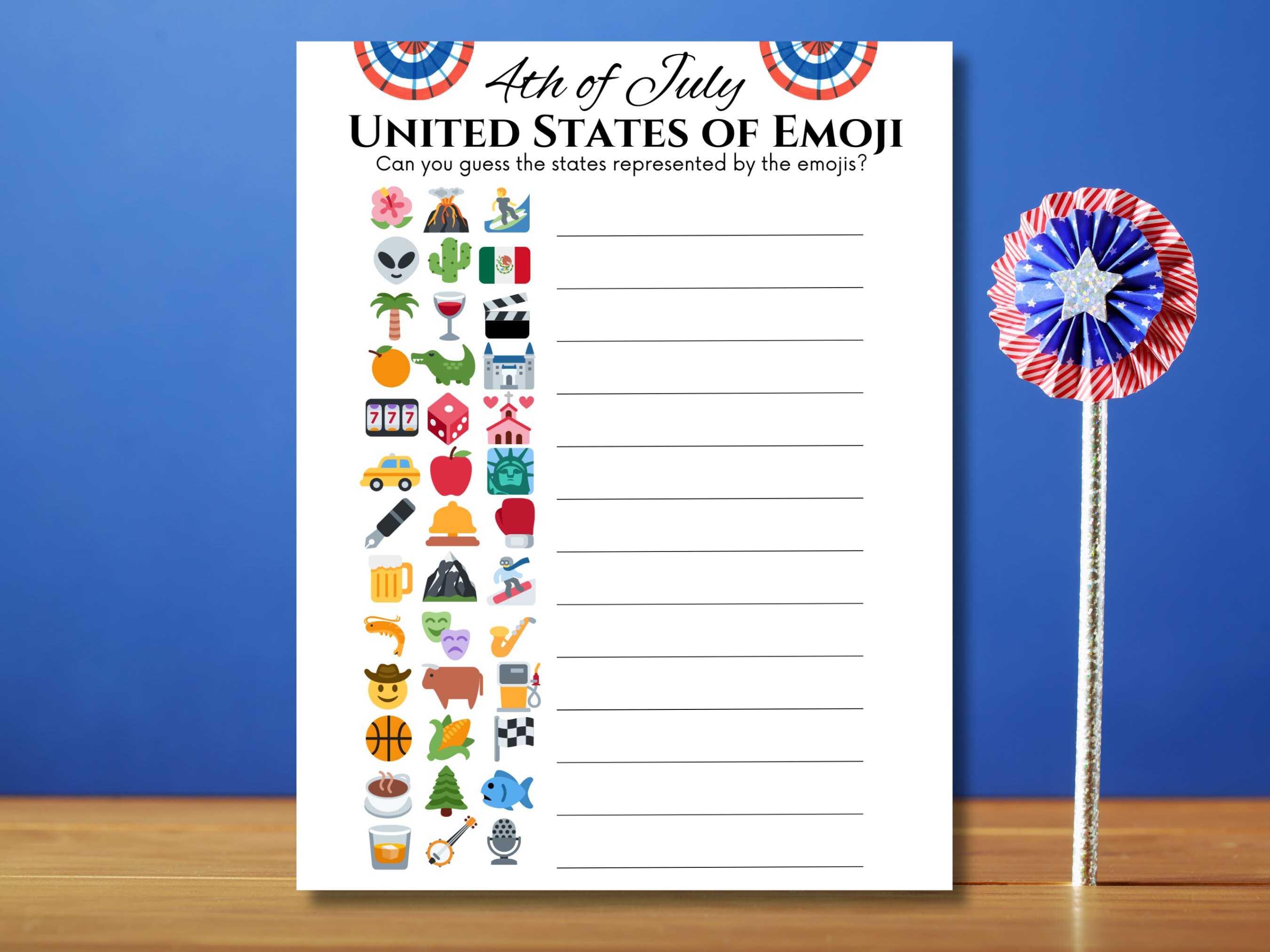 4th of July Emoji Pictionary, Printable Fourth of July Party Game, July ...