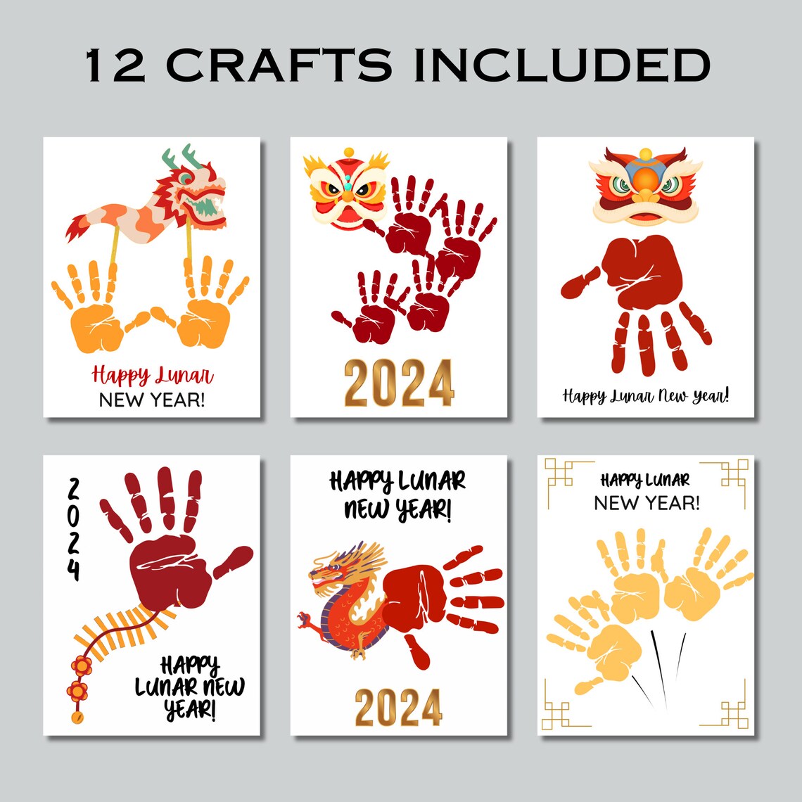 Chinese New Year Handprint Art, Lunar New Year Printable Handprint ...