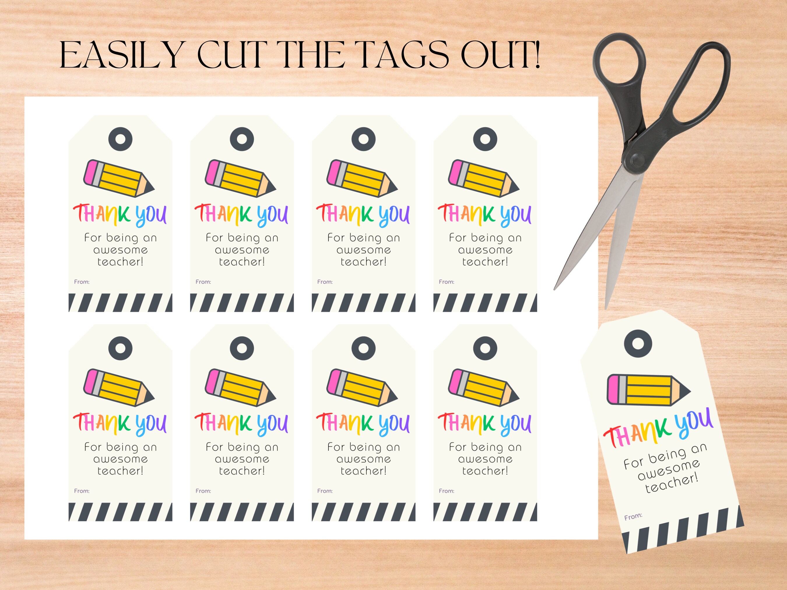 Teacher Appreciation Tags, Teacher Thank You Gift Tag, Thank You ...