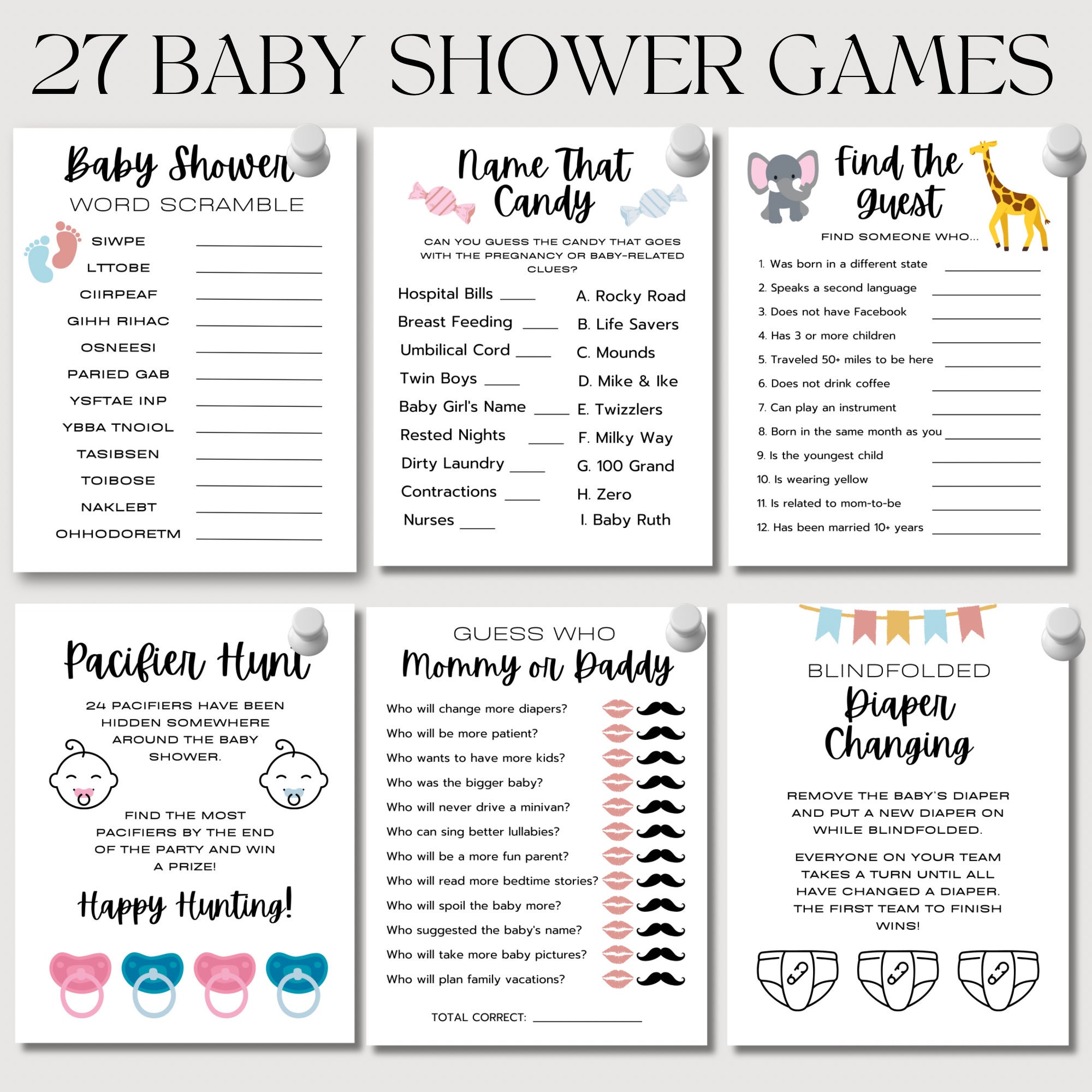 27 Minimalist Baby Shower Games Modern Baby Shower Game - Etsy