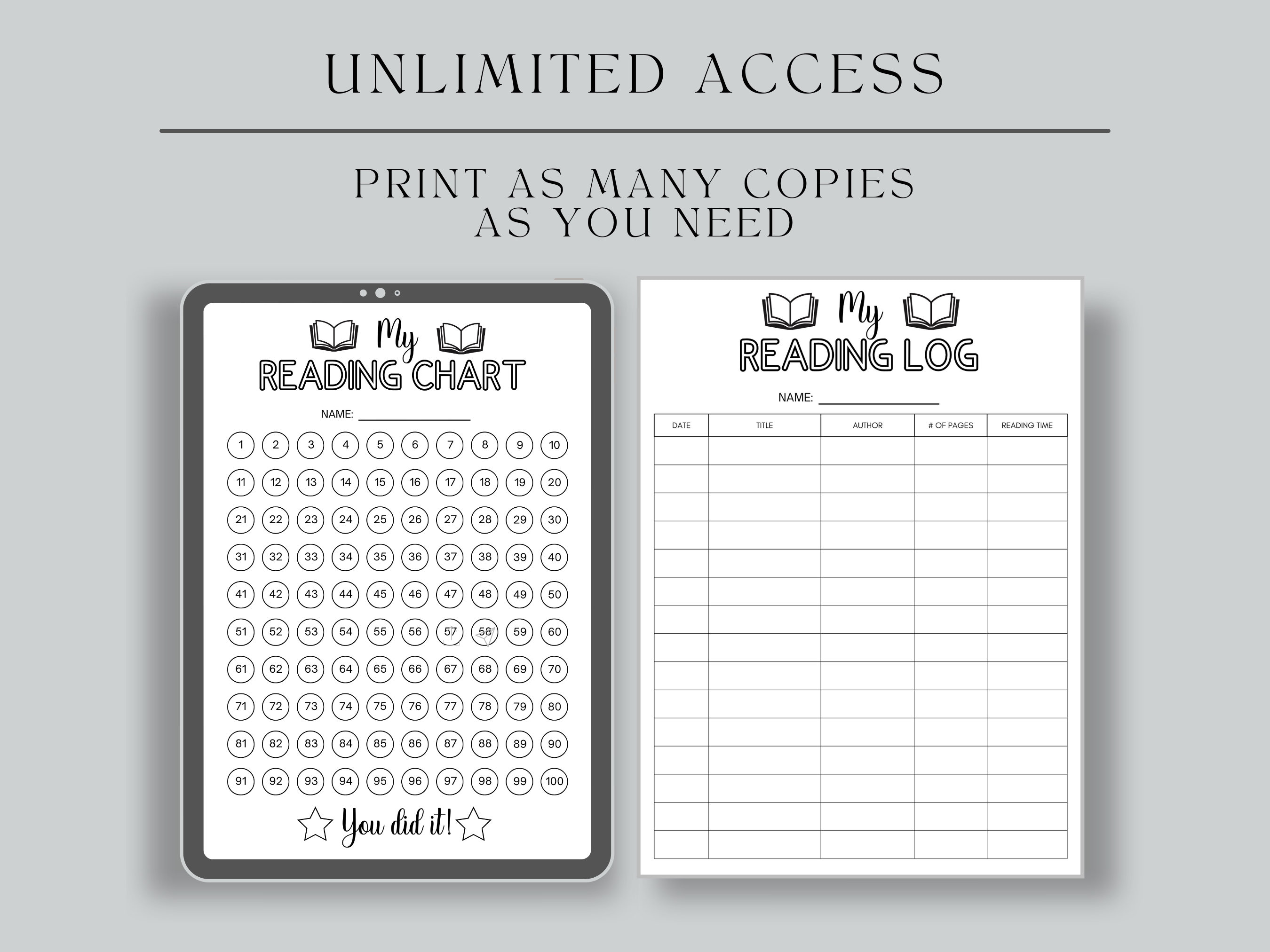 Kids Reading Chart & Log: Printable Book Tracker (PDF Download) - Etsy