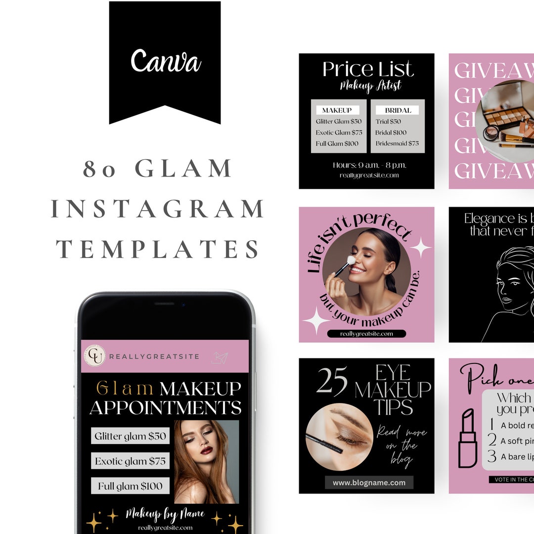 80 Glam Instagram Templates: Canva Social Media Content - Etsy