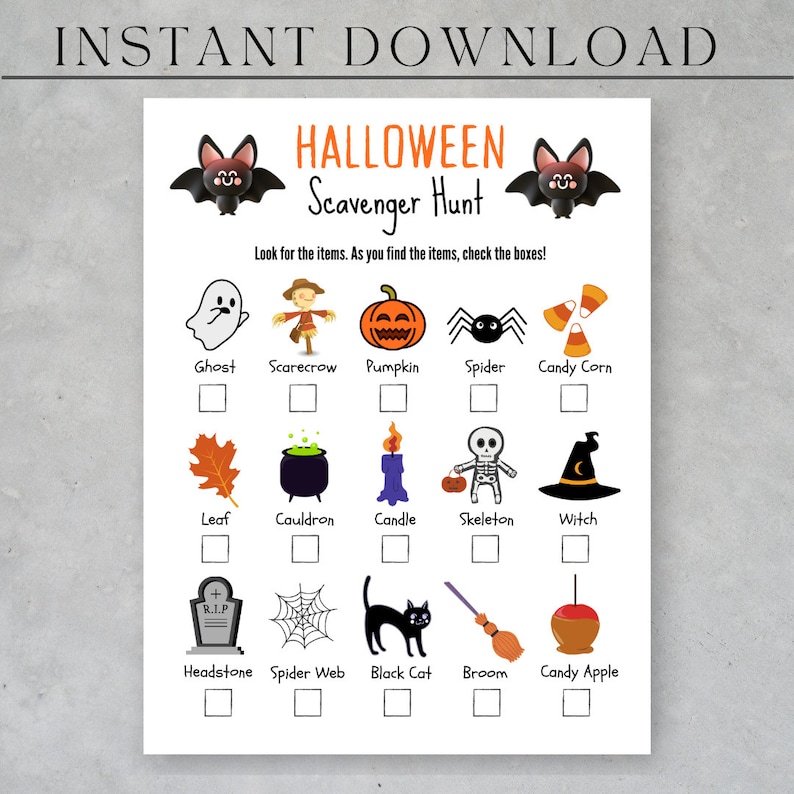 Halloween Scavenger Hunt, Halloween Kids Game, Printable Scavenger Hunt ...