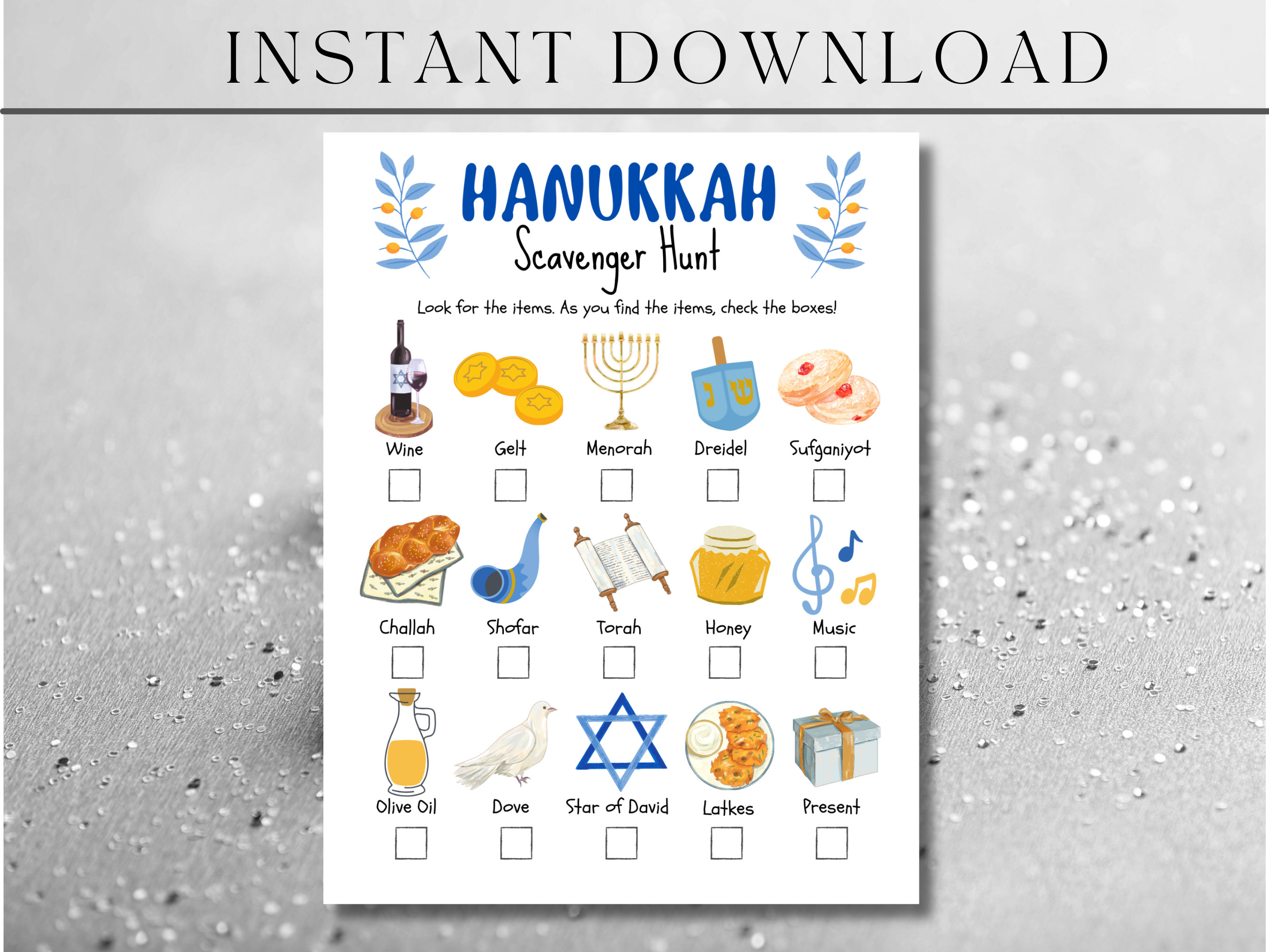 Hanukkah Scavenger Hunt, Hanukkah Kids Game, Printable Scavenger Hunt ...