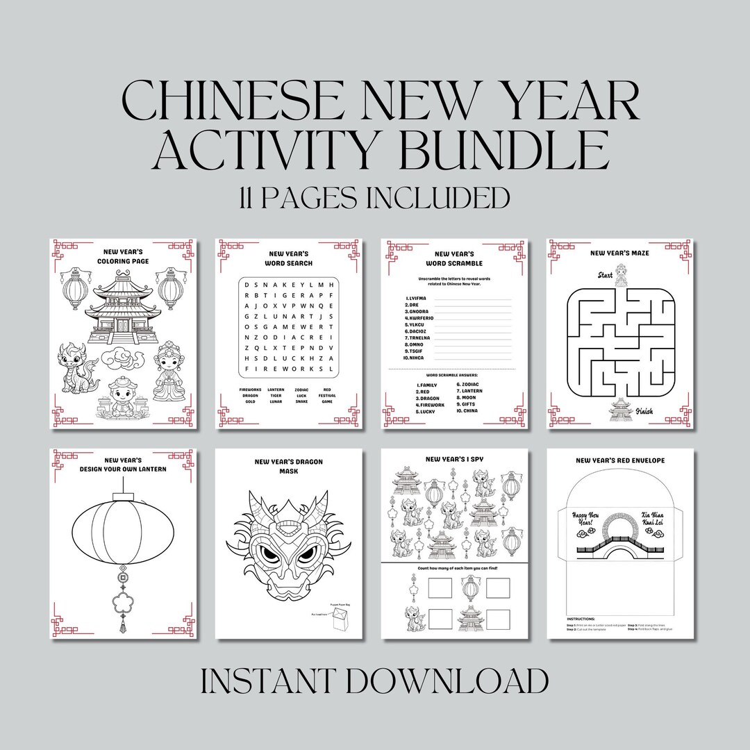 Chinese New Year Activity Bundle, Lunar New Year Printable Pages, Year ...