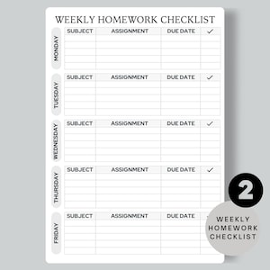 Daily & Weekly Homework Checklist: Fillable Student Planner (digital ...