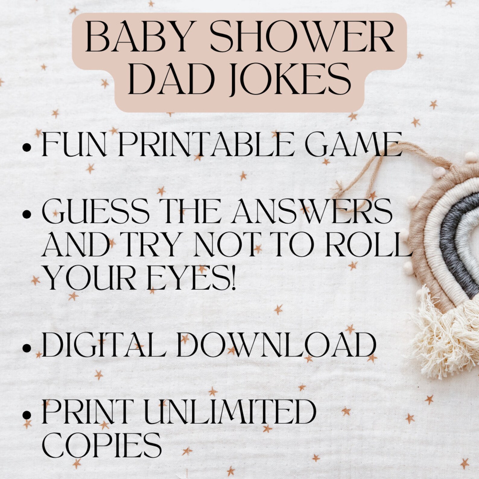 Baby Shower Dad Jokes Game: Printable Activity (answer Key Included) - Etsy