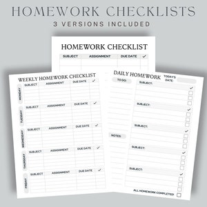 Daily & Weekly Homework Checklist: Fillable Student Planner (digital ...