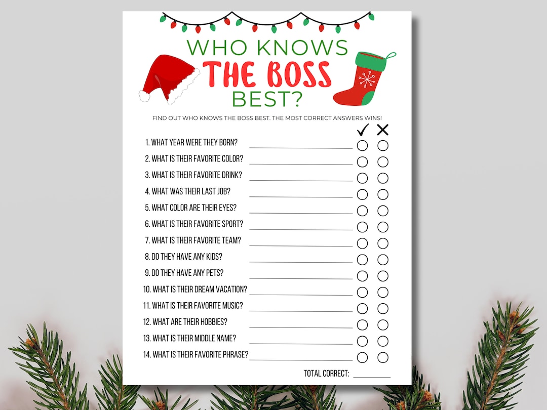 Christmas Who Knows the Boss Best Game, Office Who Knows the Boss Best ...