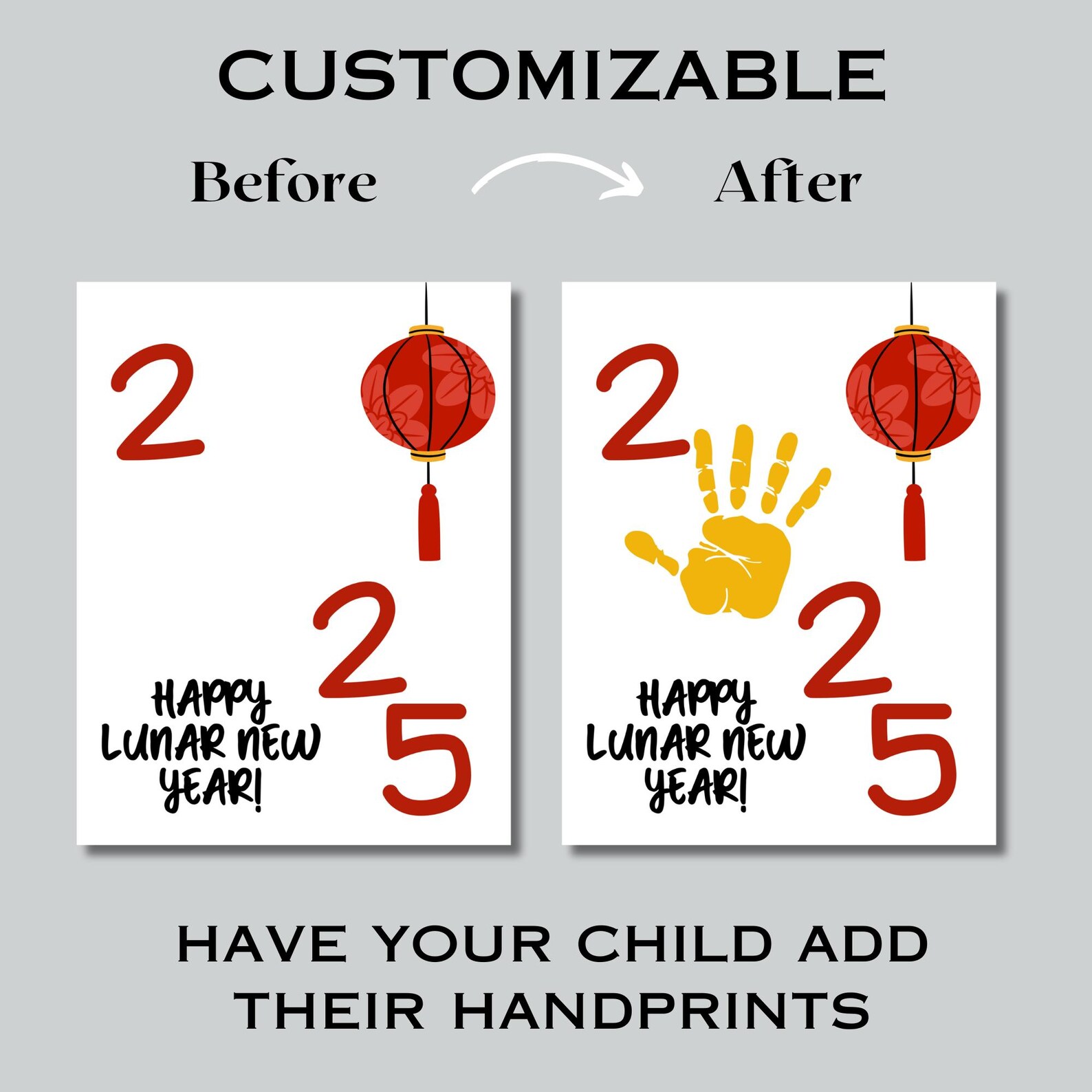 2025 Lunar New Year Handprint Art, Chinese New Year Printable Handprint ...