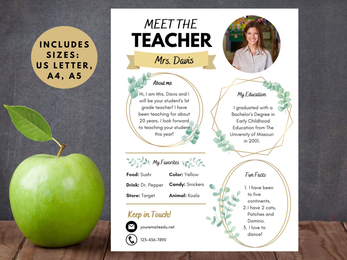 Meet the Teacher Editable Canva Template, First Day of School, Back to ...