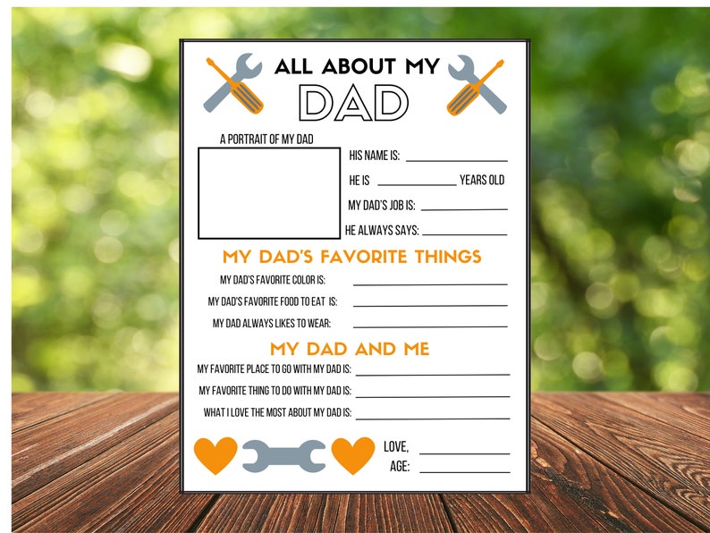 All About My Dad Printable Fathers Day Questionnaire Etsy