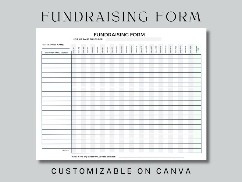 Landscape Fundraising Form: Customizable Canva Template (digital PDF ...