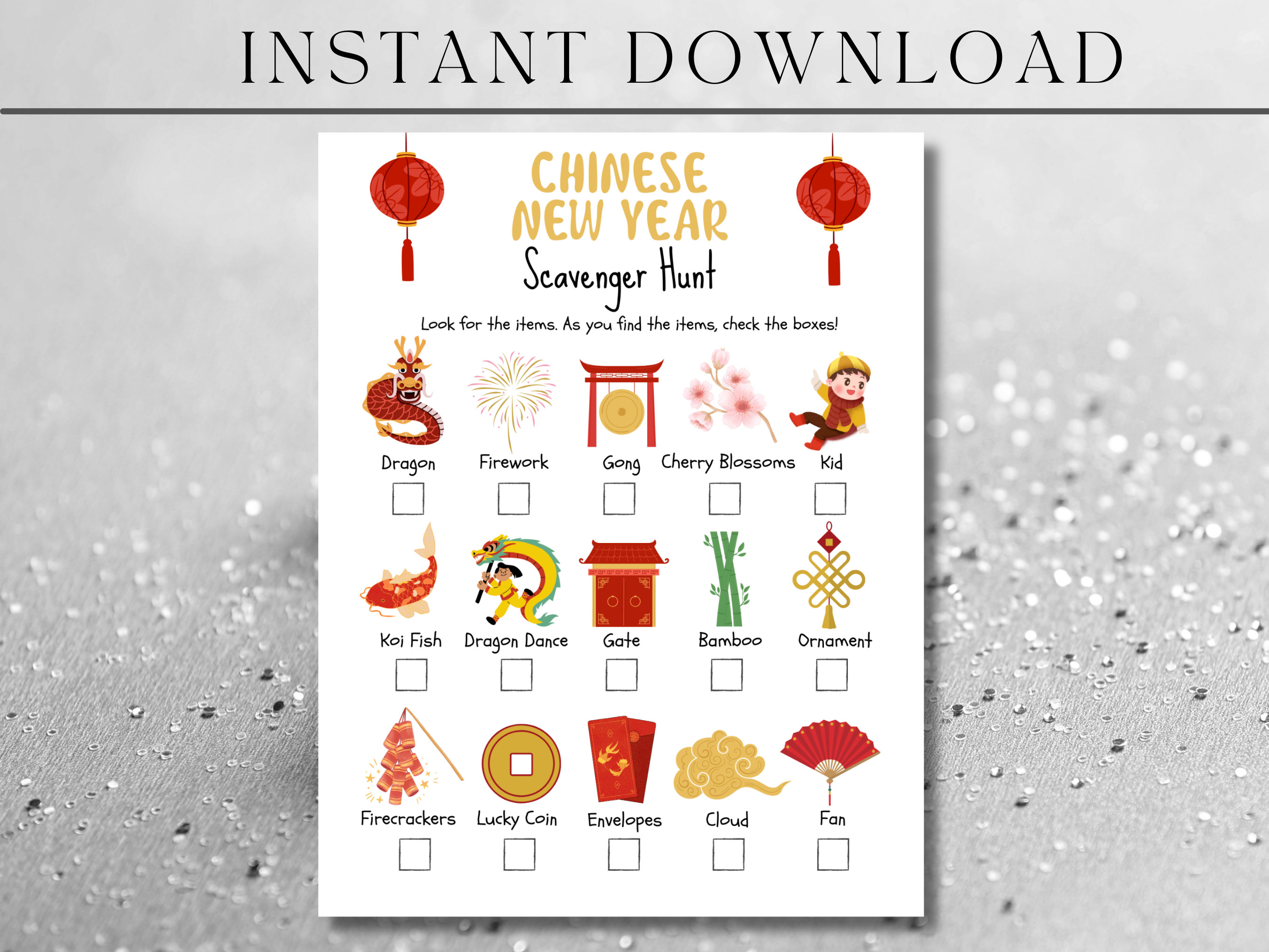 Chinese New Year Scavenger Hunt, Lunar New Year Game, Year of the ...