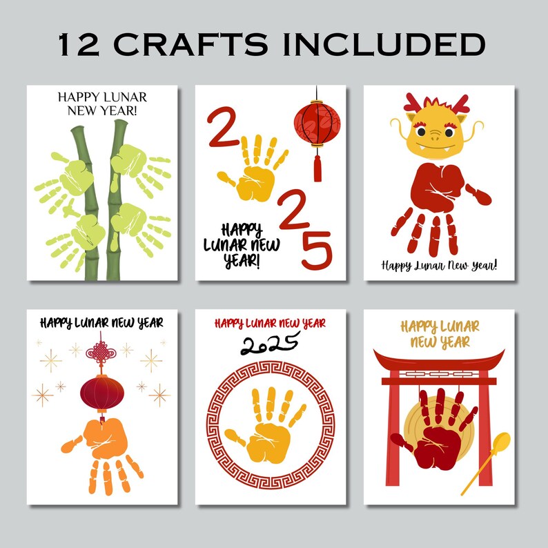 2025 Lunar New Year Handprint Art, Chinese New Year Printable Handprint ...