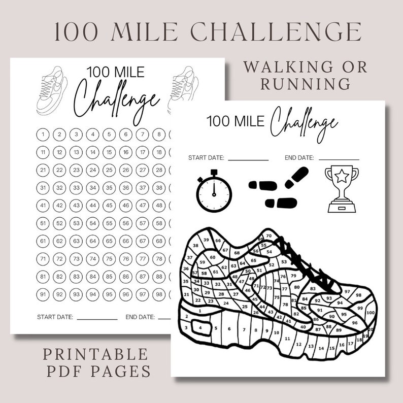 Running Tracker 100 Mile Challenge Printable Walking - Etsy