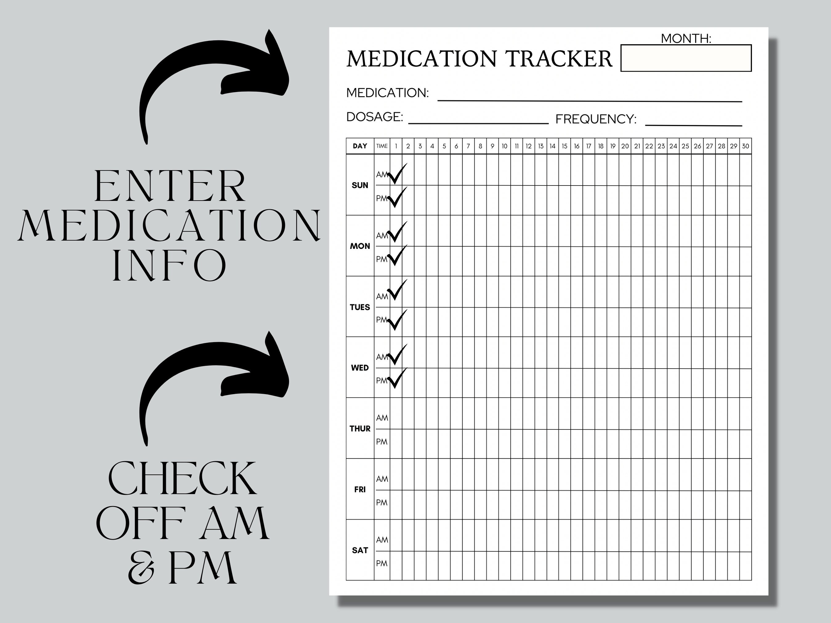 Medikamente Tracker, Checkliste Medikamente, Medizin Log, Printable ...