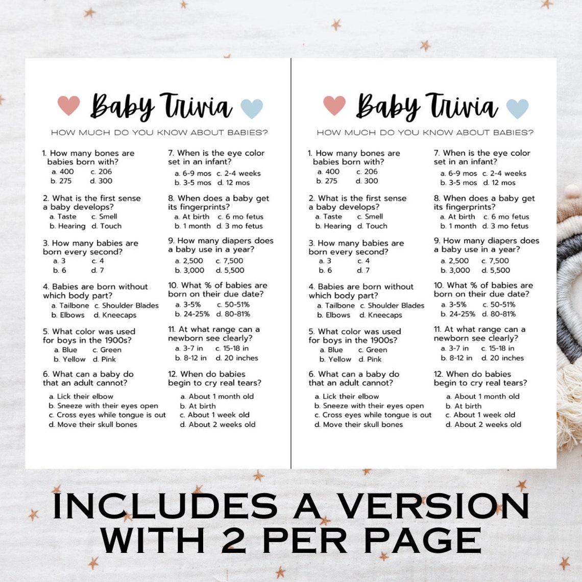 Baby Shower Trivia Game: Fun Baby Facts (digital Download) - Etsy