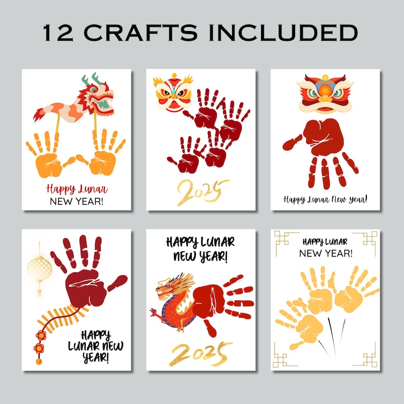 2025 Lunar New Year Handprint Art, Chinese New Year Printable Handprint ...