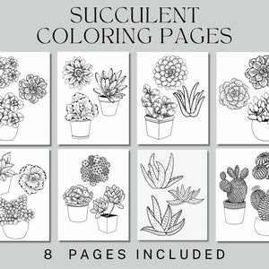 8 Succulent Coloring Pages, Succulent Prints, Nature, Printable ...