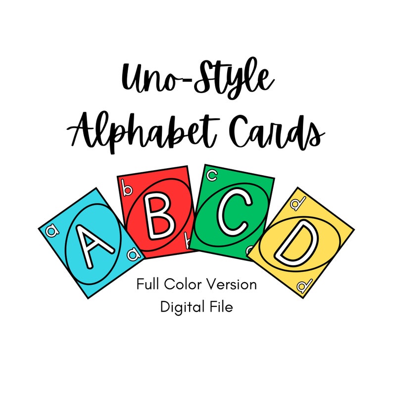 Uno-style Alphabet Cards- Color Version - Etsy