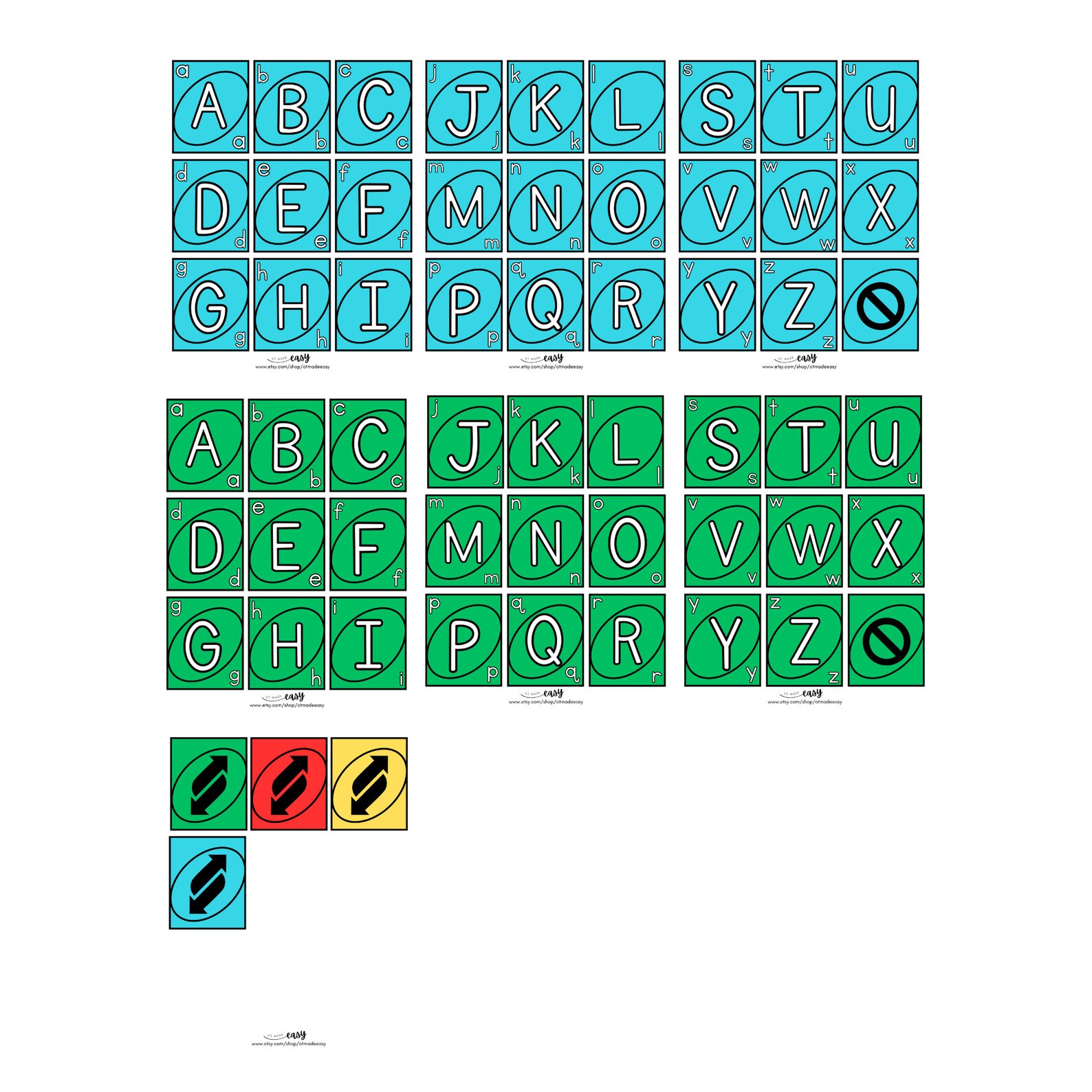 Uno-style Alphabet Cards- Color Version - Etsy