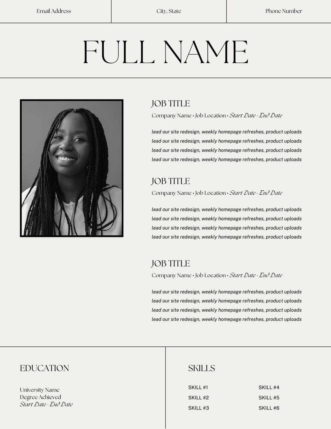 Creative Resume With Photo + Cover Letter Canva Template - Etsy